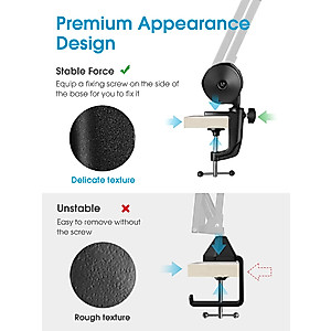 Puroma Microphone Arm Stand Adjustable Suspension Boom Scissor Arm Stand Upgraded Heavy Duty Microphone Stand with 5 Ties for Blue Yeti, Snowball, and Blue Yeti Nano (Medium)