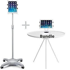 Hello LLamas Tablet Stand Holder with Wheels + Table Top Holder for Ipad- Extra Tall - Heavy Duty Multi Angle Adjustable - for School, Meetings, Education, Web Casts, Video Recordings