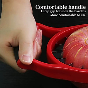 YYP Apple Slicer Corer, Stainless Steel Upgraded 16-Slice Sharp Apple Slice Cutter Large, Ergonomic Plastic Handle Non-Slip Easy Grips, Kitchen Fruit Divider Prevent Rust Easy Clean (Red)