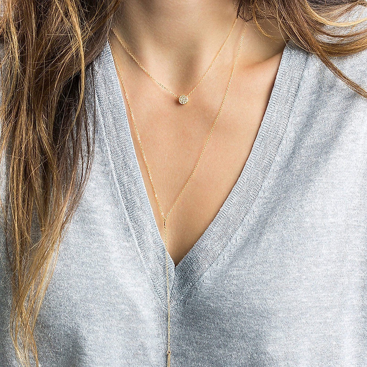 Valloey Rover Tiny Dot Pendant Necklace Dainty 14K Gold Plated Sterling Silver Round Dot Circle CZ Choker Necklace Jewelry Gift for Women (NCK-CZ-dot)