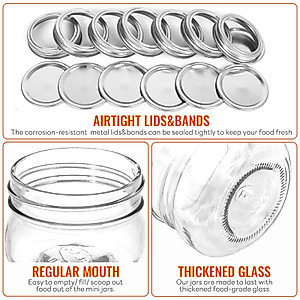 AuroTrends 4 oz Mason Jars with Lids 24Pack, Small Mason Jars 4 oz- Small Glass Jars with Lids 4 oz for Canning and Salad Dressing Container to Go (4fl.oz/Set of 24)