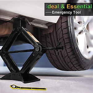 AUTOINS Scissor Jack Set-2 Ton (4409 lbs) Upgraded Double Tooth Spiral Car Jack Kit,Quick Lifting Tire Changing Kit,Car Tire Jack for Auto/SUV/MPV