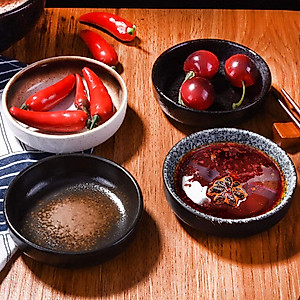 Cerficer Japanese Retro Soy Sauce Dishes 4 Pieces, Dipping Bowls Side Dish set for Salad Dressing, Jam