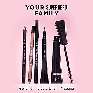 IT Cosmetics Superhero Mascara, Super Black - Elastic Stretch Volumizing & Lengthening Mascara - Lifts, Separates & Conditions Lashes - With Collagen, Biotin & Peptides - 0.3 fl oz