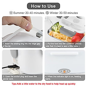 Electric Lunch Box Food Heater, FVW 3 in 1 Portable Food Warmer Lunch Box for Car & Home, Luncheaze, Leak Proof, Lunch Heating Microwave with 304 Stainless Steel Container 1.5 L, 110V/12V/24V