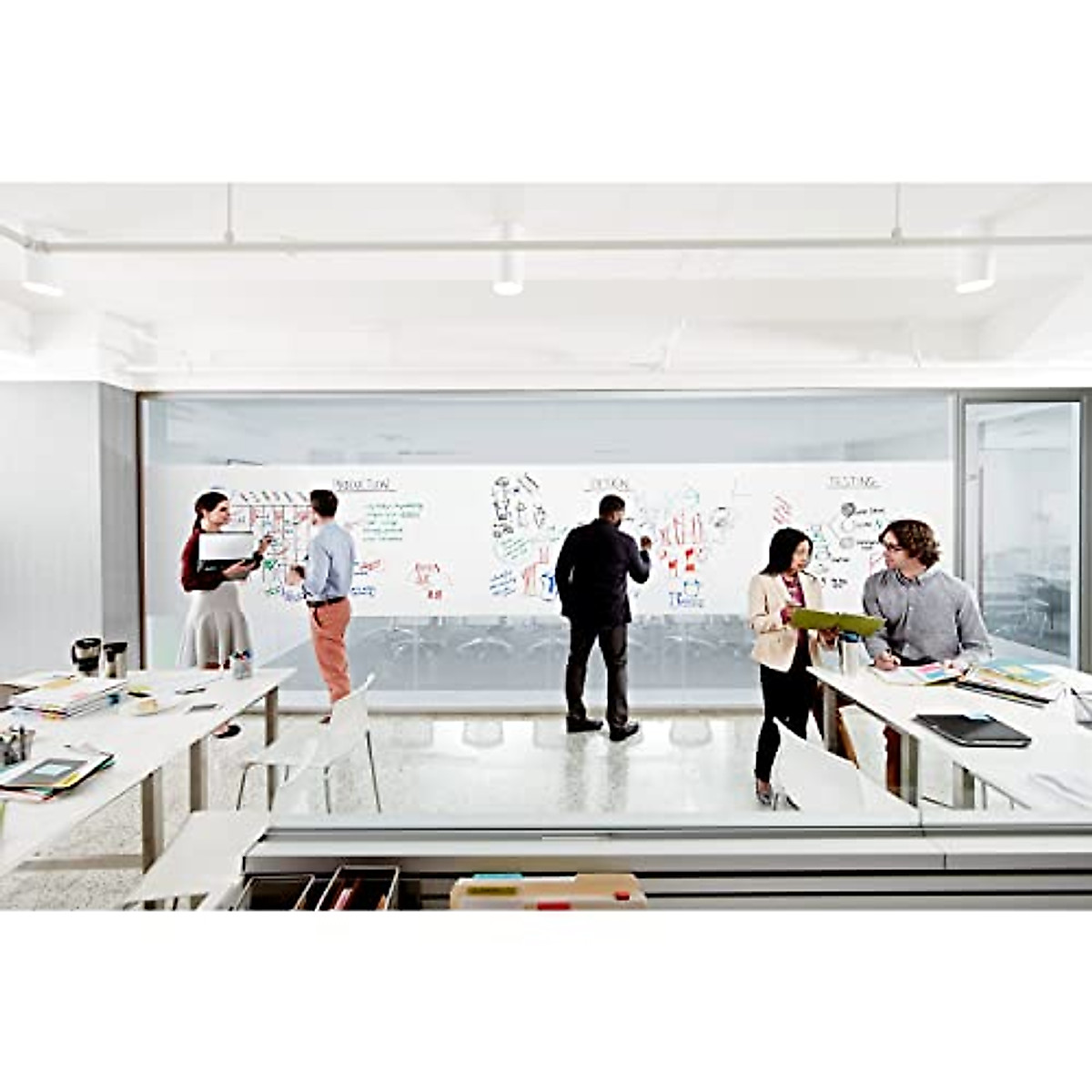 Post-it Dry Erase Whiteboard Film Surface for Walls, Doors, Tables, Chalkboards, Whiteboards, and More, Removable, Stain-Proof, Easy Installation, 3 ft x 2 ft Roll , White, 3 x 2 Feet (DEF3x2)