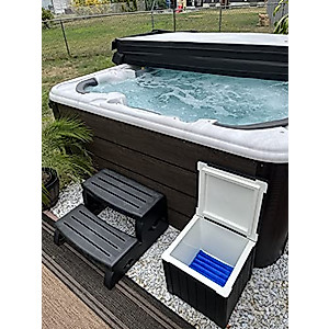 Hot Tub Towel and Robe Warmer/Cooler/Deck Box with Microwavable Heat Pad - Weather-Resistant, Large Capacity for Outdoor Hot Tub Pool or Spa (Black)
