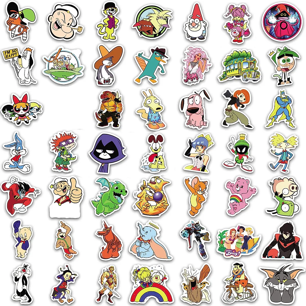 100Pcs 90s Cartoon Stickers Pack for Water Bottles Vinyl Kawaii Anime Stickers for Kids Teens Waterproof Cute Cartoon Characters Stickers Mixed 80s Cartoon Stickers for Laptop Hydroflask Journaling