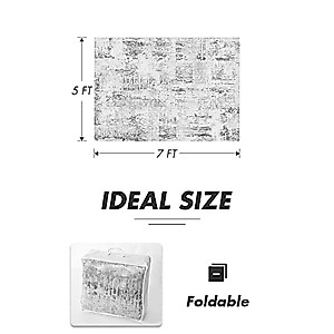 RESARE Modern Abstract Area Rugs 5x7 Distressed Rug Machine Washable, Ideal Home Decor, Gray