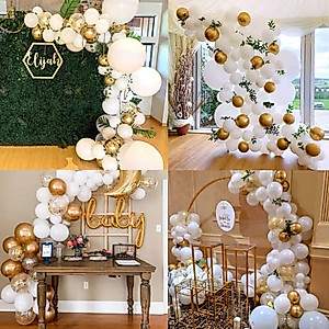 JOYYPOP White Balloon Garland Kit, 108Pcs White and Gold Balloons Arch Garland Kit Gold Confetti Balloons Metallic Balloons for Birthday Wedding Bachelorette Engagements Baby Shower Decorations