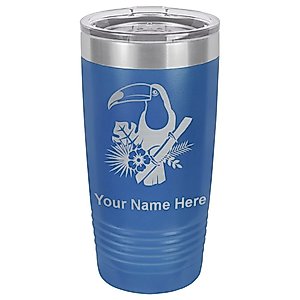 LaserGram 20oz Vacuum Insulated Tumbler Mug, Toucan, Personalized Engraving Included (Dark Blue)