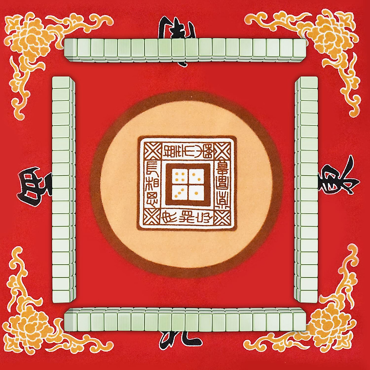 ALANGDUO Mahjong Mat Anti Slip Noise Reduction Table Cover for Mahjong Paigow Poker 31.5 x 31.5 Inches (Red)