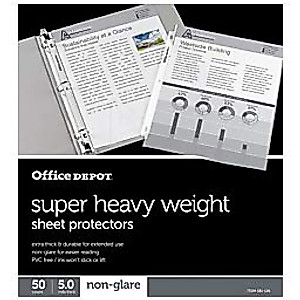Office Depot Super Heavyweight Non-Glare Sheet Protectors, Pack of 50, OD181116