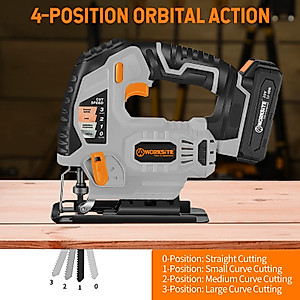 WORKSITE Cordless 20V Jig Saw Bundle with 1 Extra Battery