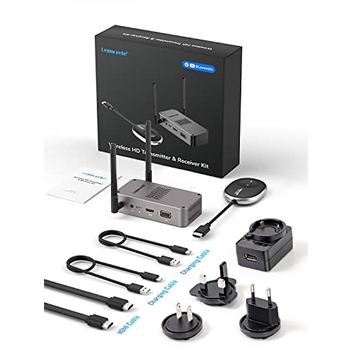 Wireless HDMI Transmitter and Receiver 4K - Wireless HDMI Extender 5G Kit, 165FT Range Signal Through Walls/Floors, Streaming from Laptop, Phone, Netflix, YouTube, PS5 to HDTV/Projector