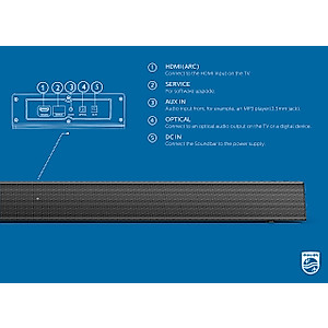 PHILIPS B5305 2.1 Soundbar Speaker with Wireless Subwoofer, Remote Control, Bluetooth Streaming and HDMI ARC (TAB5305) (Renewed)