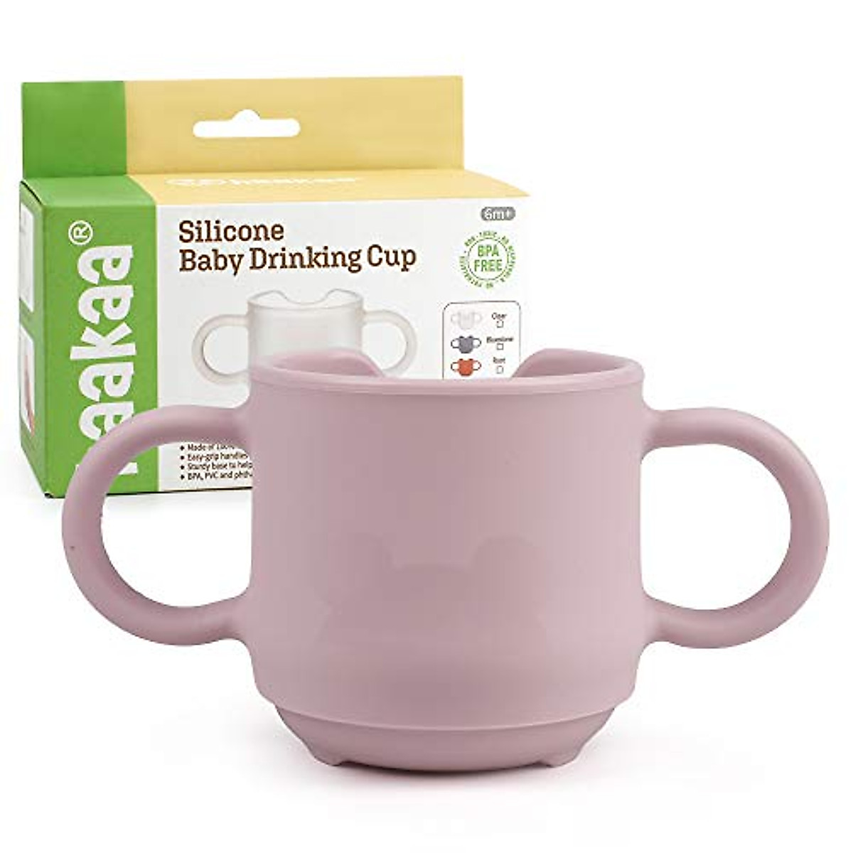 haakaa Silicone Toddler Cup - Durable Baby Training Cup for Baby Independent Drinking, Easy-grip Handles Drinking Cup for 6 Months+ Babies 150ml/5oz (Blush)