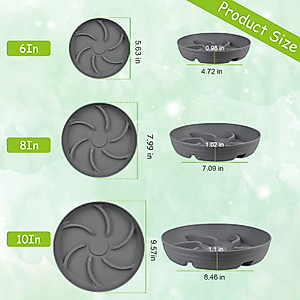 Creproly Plant Saucer Plant Tray Flower Pot Saucers 6inch/8inch/10inch Durable Plastic Plant Drip Trays with Water Storage Function for Indoor Outdoor Garden Potted Plants (10 Pack) (Grey)