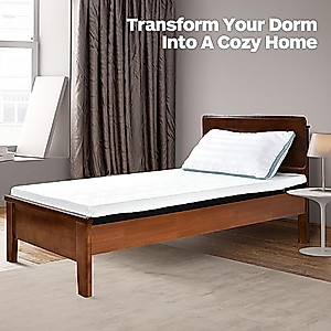 Twin XL Mattress Topper 4 Inch Gel Memory Foam Cooling Mattress Pad for College Dorm Bed, Double Sided Fabric Cover for Double Sided Use Bed Topper Comfort Support Pain Relief (Removable Soft Cover)