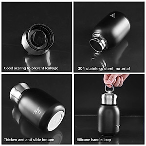 10.15oz/300ML Mini Thermal Mug Leak Proof Vacuum Flasks Travel Thermos Stainless Steel Drink Water Bottle Thermos Cups for Indoor and Outdoor (Black)