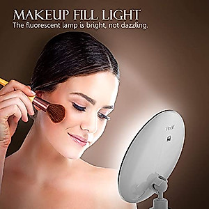 Vimdiff 10X Magnifying Makeup Mirror with Lights, Portable Hand Cosmetic Magnification Lighted Makeup Mirror for Home Tabletop Bathroom Shower and Travel