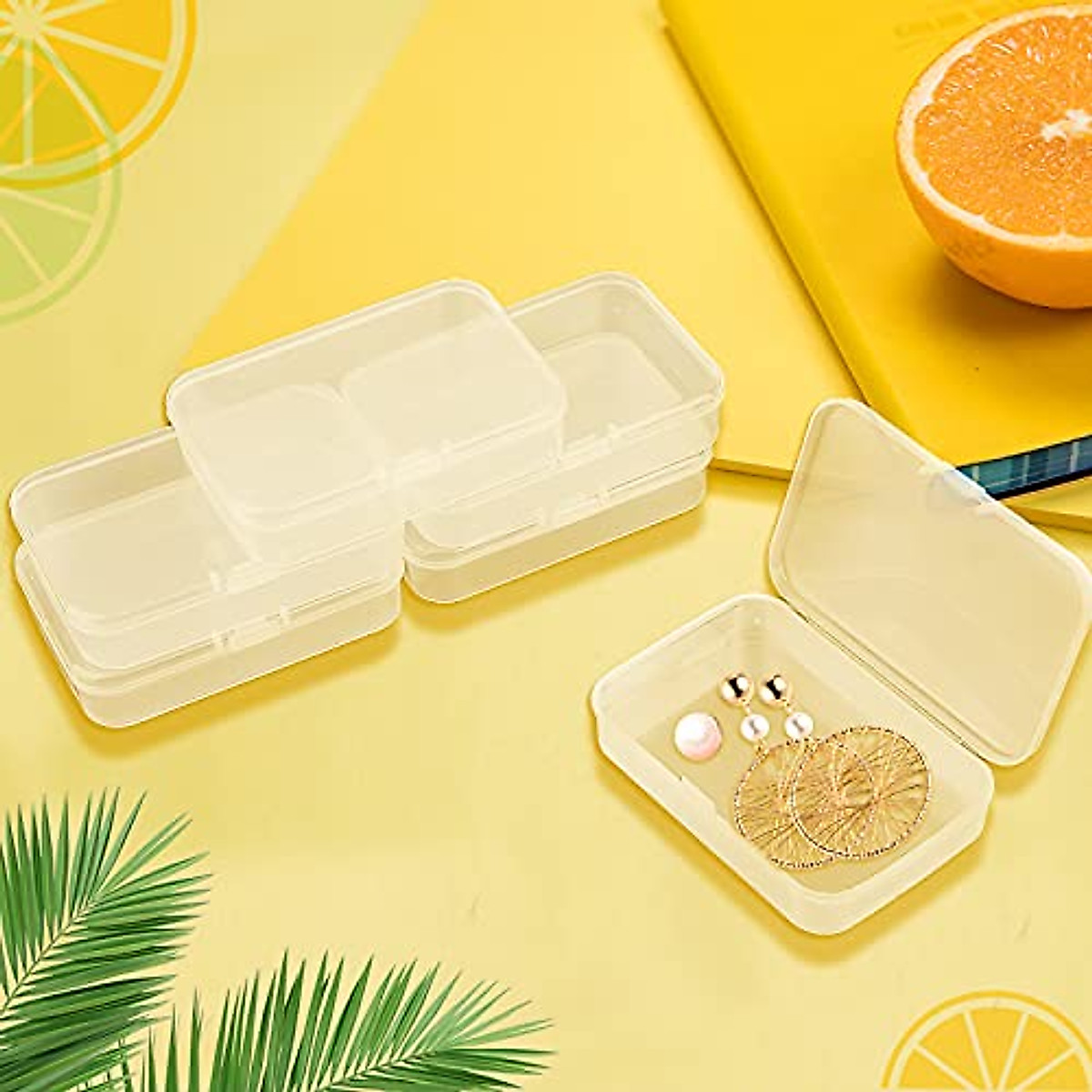 YASUOA 6 Pack Rectangle Mini Storage Containers Box with Hinged Lid, Storage Containers for Business Card, Crafts Accessories, Screws, Drills, Battery, Tiny Bead (3.5x2.5inch)