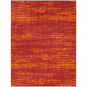 Nourison Essentials Indoor/Outdoor Solid Abstract Red 9' x 12' Area Rug, Easy Cleaning, Non Shedding, Bed Room, Living Room, Dining Room, Backyard, Deck, Patio (9x12)