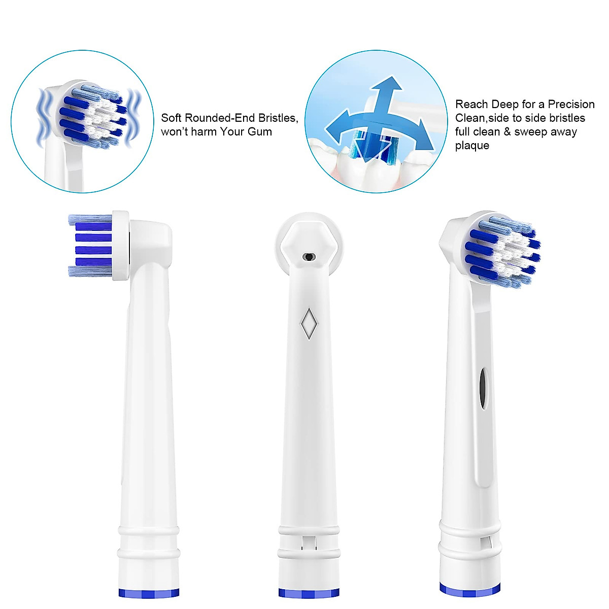 Replacement Toothbrush Heads Compatible with Oral B Braun, 4 Pack Professional Electric Toothbrush Heads Sensitive Clean Brush Heads Refill for Oral-B 7000/Pro 1000/9600/ 500/3000/8000