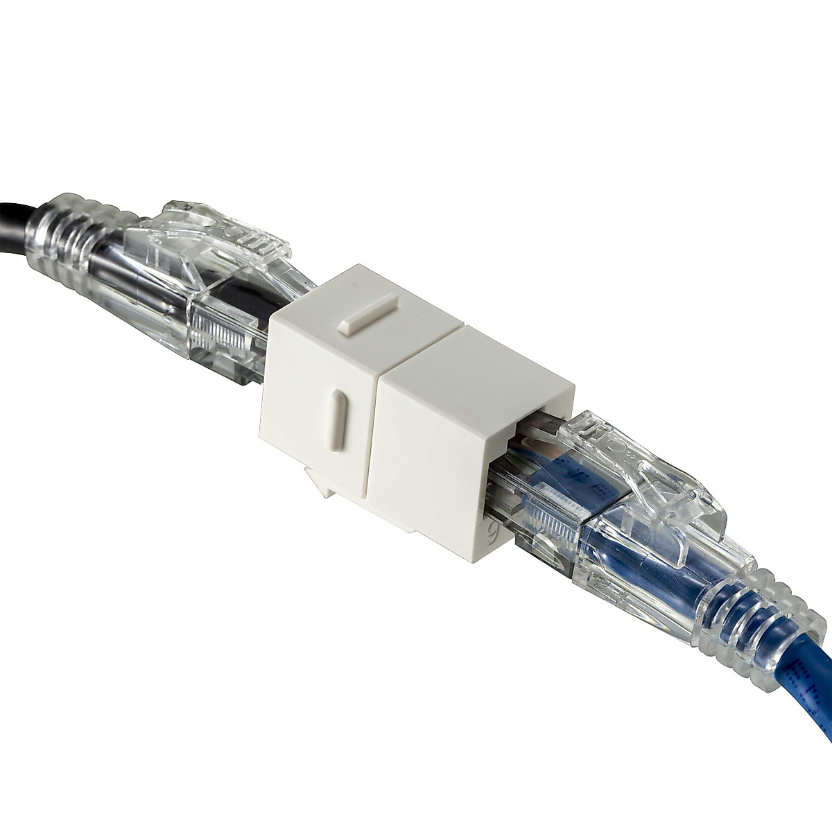 NTW CAT6 Slim Straight F/F feed-through White Snap-in Keystone Coupler Jack NKY-FF/C6S-WH
