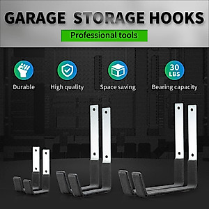 PYBTOOL Metal Utility Hooks Heavy Duty, Garage Wall Storage Hooks, Ladder Hooks, Wall Mount Steel Hooks for Garage, Garden, Tools Storage, Multi-Size(6 Pack)