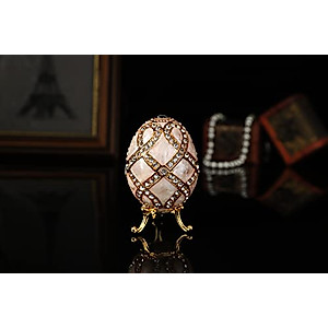 QIFU Vintage Faberge Egg Figurine Trinket Box Hinged, Unique Gift for Family