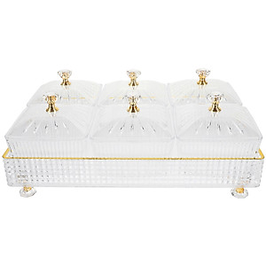 Cabilock 1 Set Of Transparent Dry Fruit Tray With Lid Divided Nut Bowl Desserts Serving Plate Snack Bags Candy Paper Dish Appetizer Tray Food Storage Containers Box For Home Party Hotel