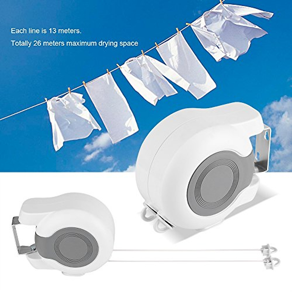 Semme Drying Clothes Line, Dual Retractable Washing Line Can Be Used As a Retractable Washing Line, and Airer Indoor and Outdoor