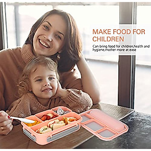 Ylebs Bento Box Lunch Containers for Adults 5 Cup,Bento Boxes with 4 Compartments &Fork,Leak-proof,Microwave/Dishwasher/Freezer Safe,Pink