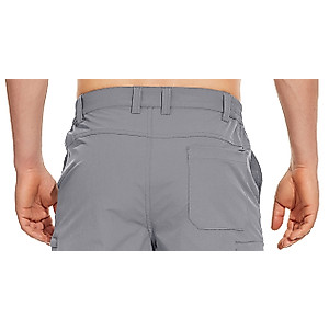 CRYSULLY Men's Summer Hiking Regular Fit Shorts with 5 Pockets, Cargo Shorts Light Grey