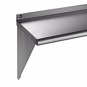 ROCKPOINT Stainless Steel Shelf 18 x 36 Inches 350lb, NSF Metal Commercial Shelves Wall Mount Floating Shelving with Backsplash for Restaurant, Kitchen, Home and Hotel, Silver