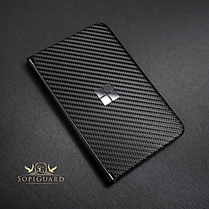 SopiGuard Sticker Skin for 2021 Microsoft Surface Duo 2 2nd Gen Edge-to-Edge Front and Rear Panels Vinyl Decal (Carbon Black)