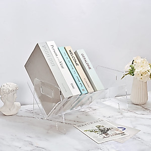 Sparkle Race Acrylic Shelf Small Bookcase, Clear Acrylic Desk Organizers and Accessories Mini Bookshelf for Home Office, CD, Book & Magazine Rack Acrylic Bookshelf Desktop Storage Book Organizer