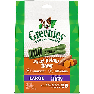 Greenies Natural Sweet Potato Flavor Dental Dog Treats 12 oz. Count of 8 Large