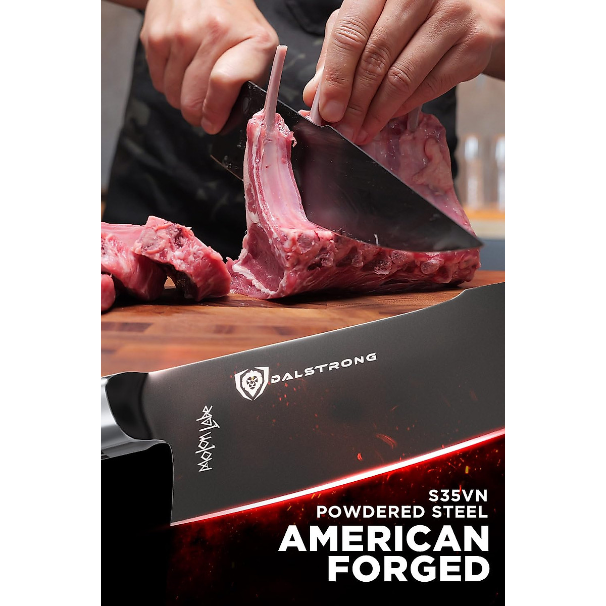 Dalstrong Chef Knife - 9.5 inch - Spartan Ghost Series - Premium American Forged S35VN Powdered Steel - Razor Sharp Kitchen Knife - Chef's Knife - Maple & Red Resin Handle - Sheath