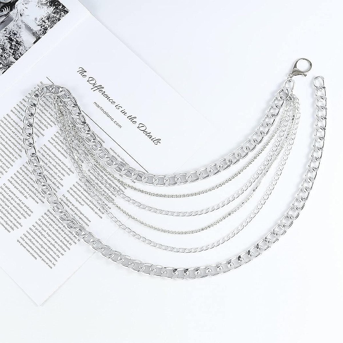 Bodiy Silver Crystal Waist Chain Jewelry Belt Sparkly Rhinestone Belly Chains Rave Body Jewelry for Women