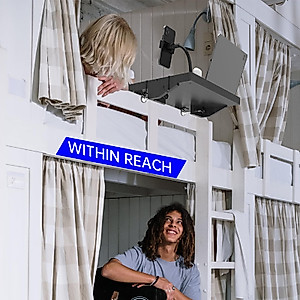 GRDNON Bedside Shelf with Phone Holder for Bed, ‎Bamboo Bed Shelf Organizer for Top Bunk, Clip on Nightstand for College Dorm Loft Bed, Bedside Shelf Tray for Kids, Built Earphones & Tablet Slot