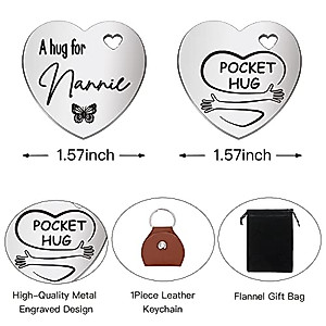 Inspirational Pocket Hug Token Gift for Grandma, Long Distance Relationship Keepsake Stainless Steel Double Sided Little Heart Shaped Pocket Hug Token Gift for Grandma Nana- A Pocket Hug for Nannie