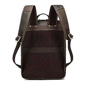 Taertii Vintage Full Grain Genuine Leather Backpack for Men, 16" Laptop School Travel Business Overnight Bag Rucksack Daypack 22L