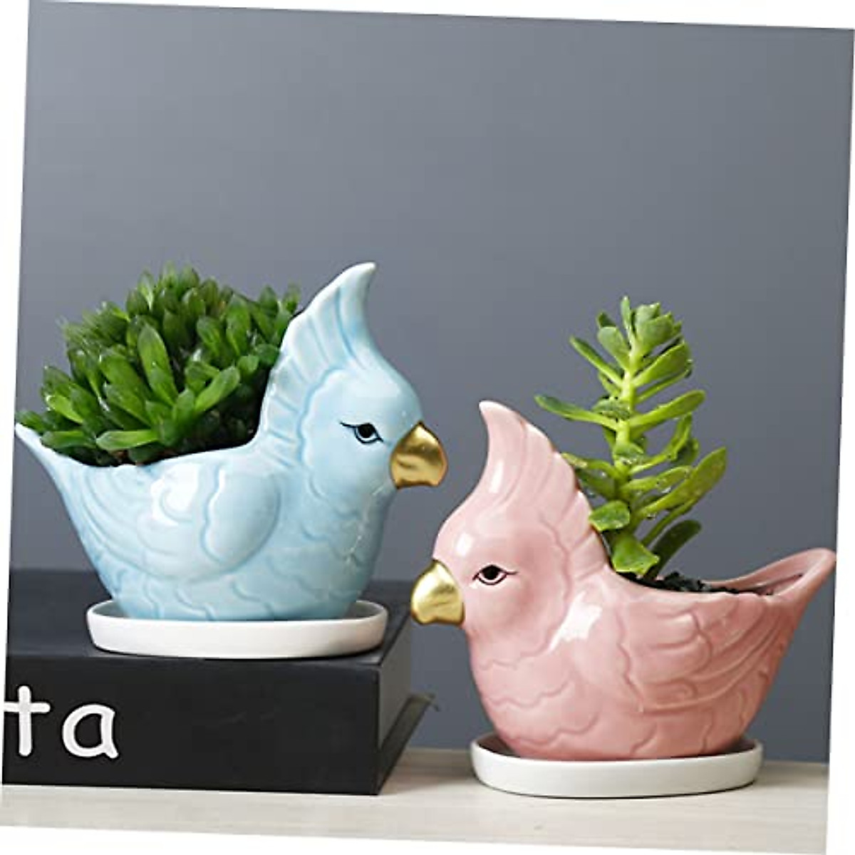 ORFOFE 1 Set Ceramic Flowerpot Parrot Animal Planter Ceramic vases for Flowers Animal Flower Pot Plant Pot Mini vases for Flowers Succulent Flowerpot Succulents Ceramics Small Ceramic