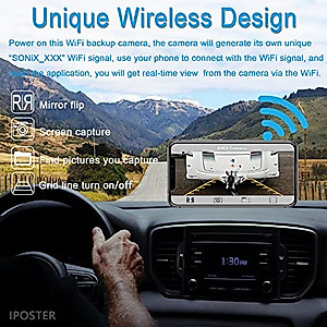 Magnetic Wireless Rechargeable Backup Camera - IPOSTER WiFi Backup Camera with Battery Night Vision Easy for Hitching Horse Gooseneck Boat Travel Trailer RV Fifth Wheels Camper for iPhone iPad Android