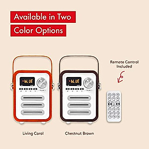 KNZ Retro2 Bluetooth 5.0 Vintage Style Speaker with FM Radio, 10W Speaker, Subwoofer, microSD and USB Streaming, Remote Control, Compatible with True Wireless Stereo