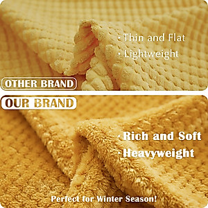 jinchan Fleece Throw Blanket 50"x60" Flannel Blanket for Couch Bed Throw Cozy Soft Throw Blanket Living Room Decor Fluffy Blanket Throw Gifts Mustard Yellow