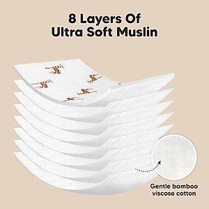 5-Pack Muslin Burp Cloths for Baby Boys and Girls - Organic Baby Burp Cloth, Viscose Derived from Bamboo Cotton Baby Washcloths, Burp Rags, Large Neutral Burp Clothes for Newborn (The Wild)