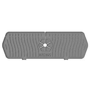 Kitchen Sink Splash Guard Behind Faucet, Longer Faucet Water Catcher Mat for Countertop, Drip Catcher Tray, Non-Slip Sink Protector, Grey